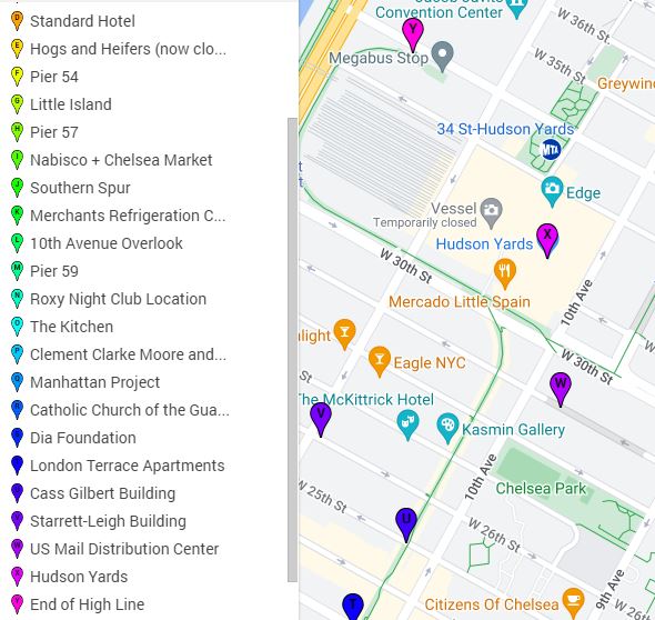 High Line Manhattan Map