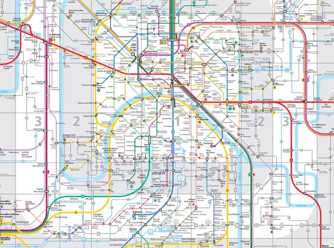 Paris Metro Stops Map With Attractions Map Of Paris Arrondissements